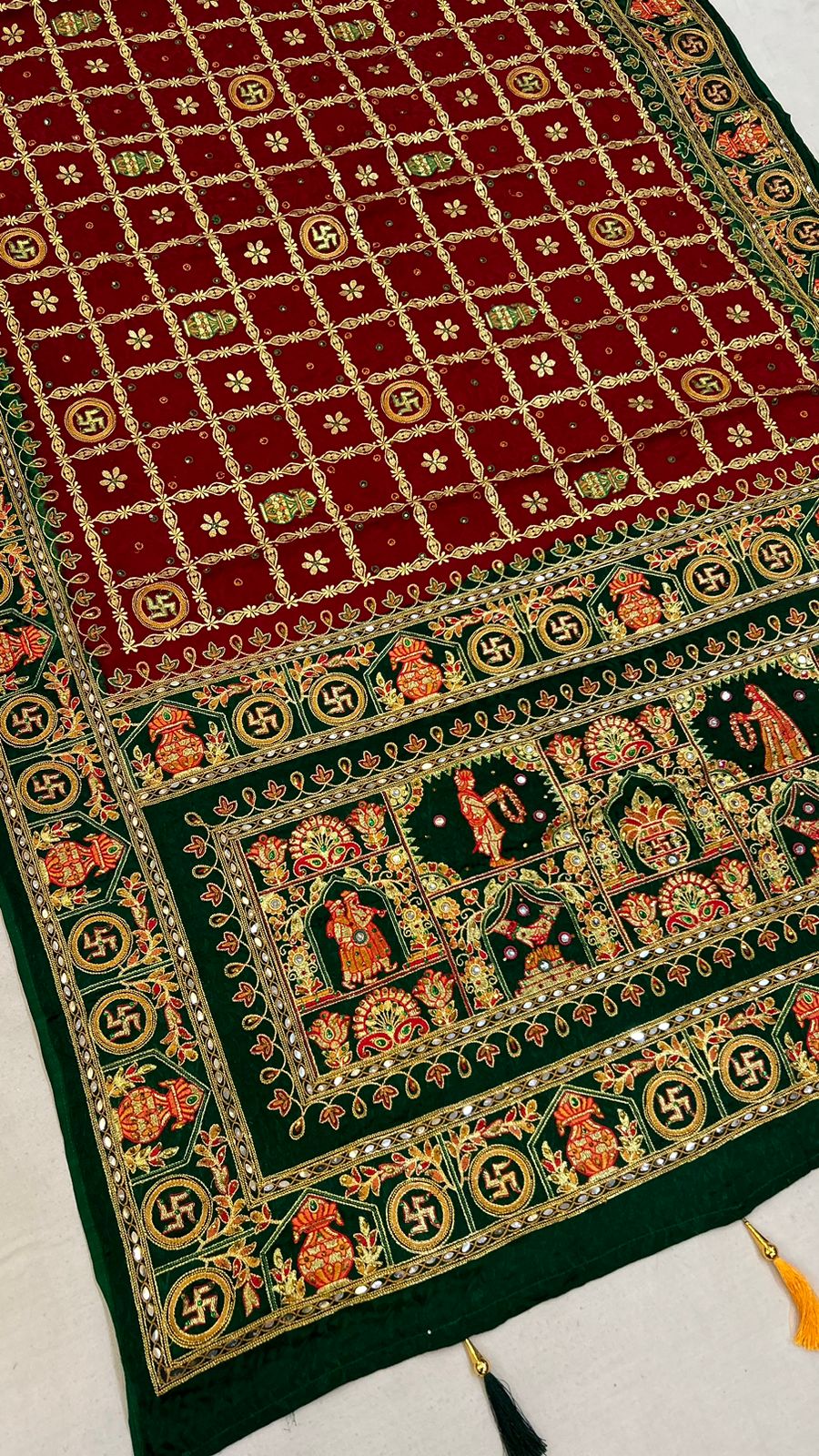 Kutchi Gharchola Saree (Swastik) – Lazree Sarees